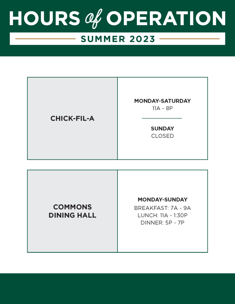 Summer Dining Hours – Dining @ W&M